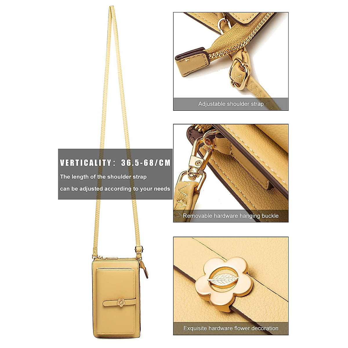 VEVESMUNDO Touchscreen Purse Wallet Zipper Holder Bag with Clear Touch Screen Phone Window (Black)