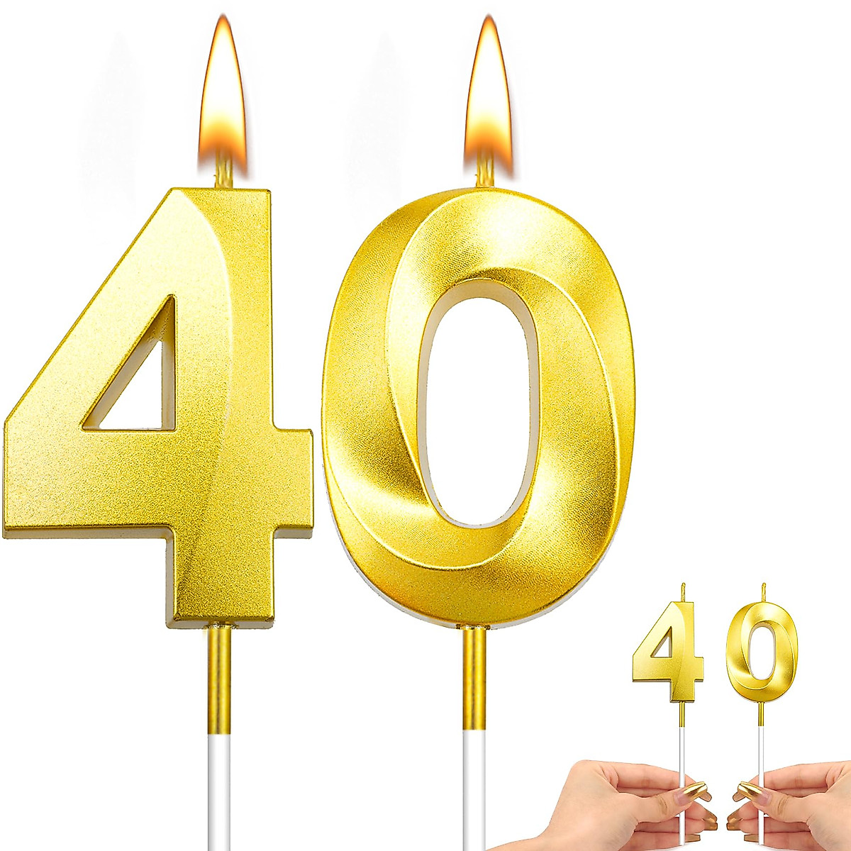 40th Birthday Candles 40th Birthday Decorations for Men 40th Birthday Cake Topper Happy 40th Birthday Decorations Gold Candles Birthday Number Candles 40 Candle 40th Birthday Decorations for Women