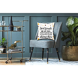 ZNGFON Good Friends are Like Stars Good Friendship Gift Throw Pillow Covers 18x18 Inch for Birthday，Galentine's Day，Friends Gifts for Women，Female，Her，Girls，Bestie Friends，Sisters，Soul Sister