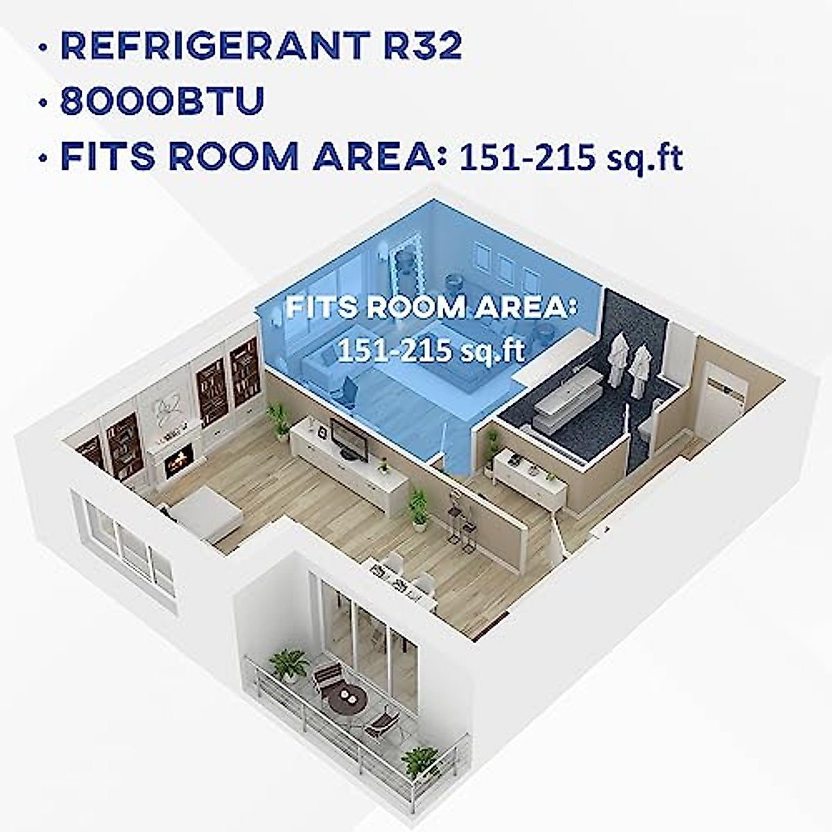 HOMCOM 8,000 BTU Smart WiFi Portable Air Conditioners for Rooms Up to 215 Sq. Ft., Cool Dehumidifier Fan 3-in-1 Portable AC Unit with Remote, 24H Timer, Window Mount Kit Included, Black