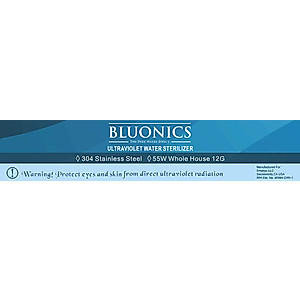 UV Whole House Water Filter Sterilizer Purifier Ultraviolet Light 110V 3/4 inch MNTP with Smart Flow Sensor Switch, 55W, 12 GPM by Bluonics