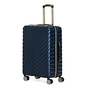 Kenneth Cole REACTION Madison Square Lightweight Hardside Chevron Expandable Spinner Luggage, Navy, 24-Inch Checked