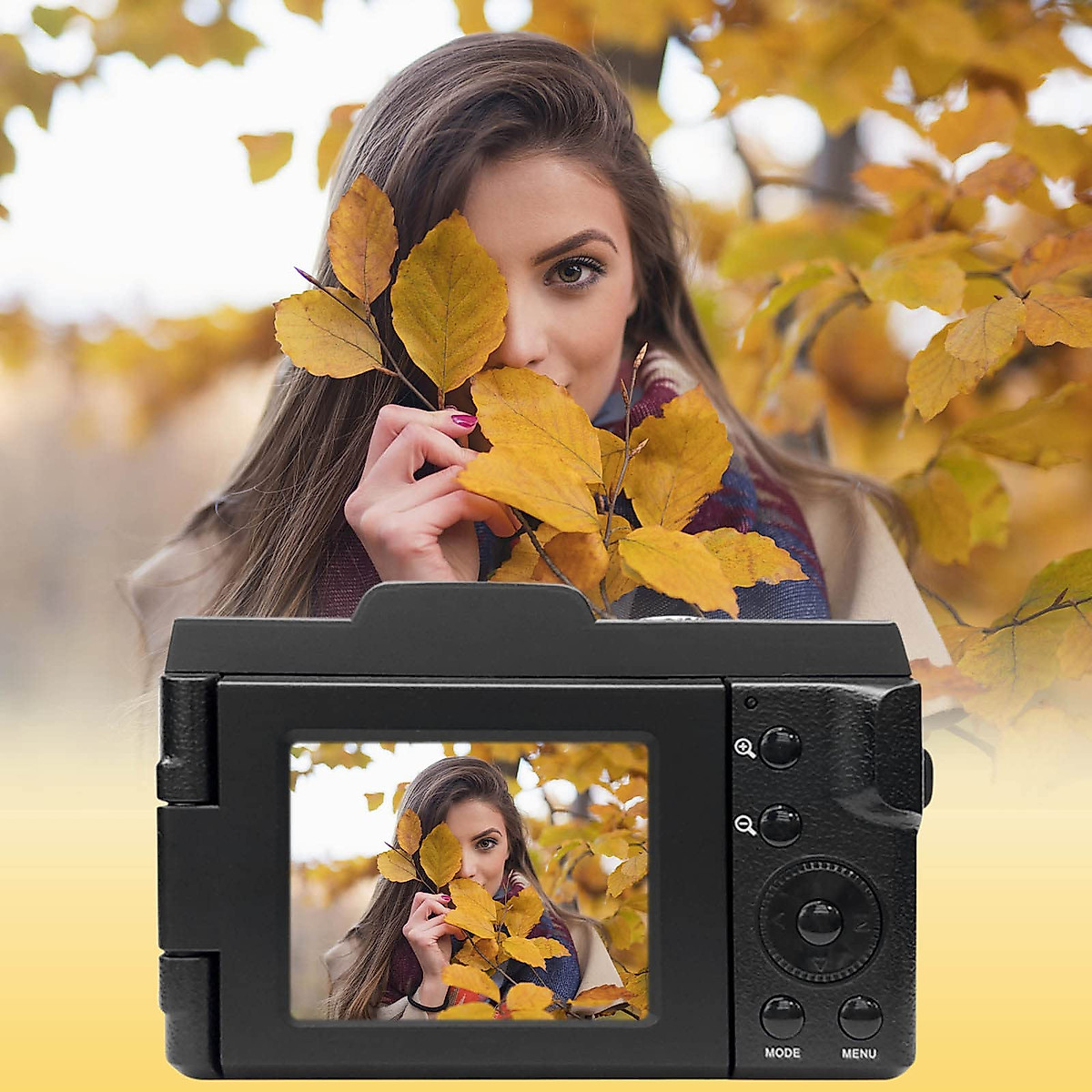 1080p Camera Digital Camera for Photography, Mini Vlogging Camera with 2.4 Inch HD Large Screen, 16x Digital Zoom, Detachable Lens, Built-in Microphones, Cool Stuff, Travel Essensials
