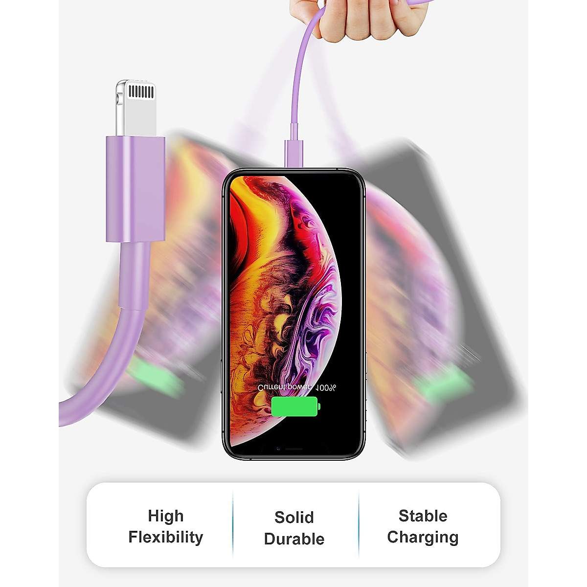 4 Pack [Apple MFi Certified] Apple Charging Cables 3ft, iPhone Chargers Lightning Cable 3 Foot, Fast iPhone Charging Cord for iPhone 14/14Pro/13/13Pro/12/11/11Pro/11Max/ X/XS/XR/XS Max/8, ipad(Purple)