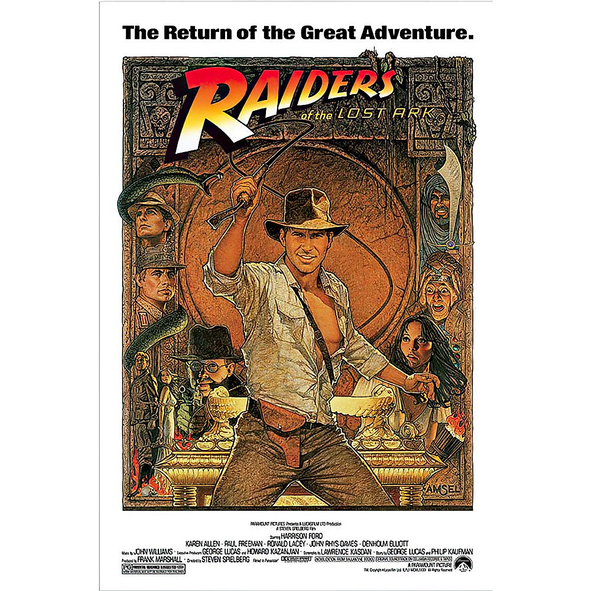 Indiana Jones - Raiders Of The Lost Ark - Movie Poster: Re-Release 1982 (Size: 27'' x 40'')