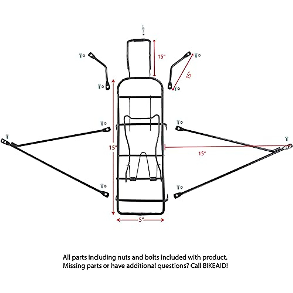Ventura Economical Bolt-On Bicycle Carrier Rack, Adjustable Fit for 26"/28"/700c, Steel , Black