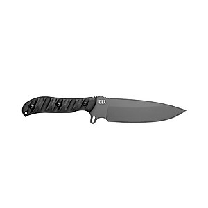 Tops Knives Silent Hero - Sniper Gray Blade Finish - Fixed Blade Knife - Black Leather Sheath (Rocky Mountain Tread Handle)