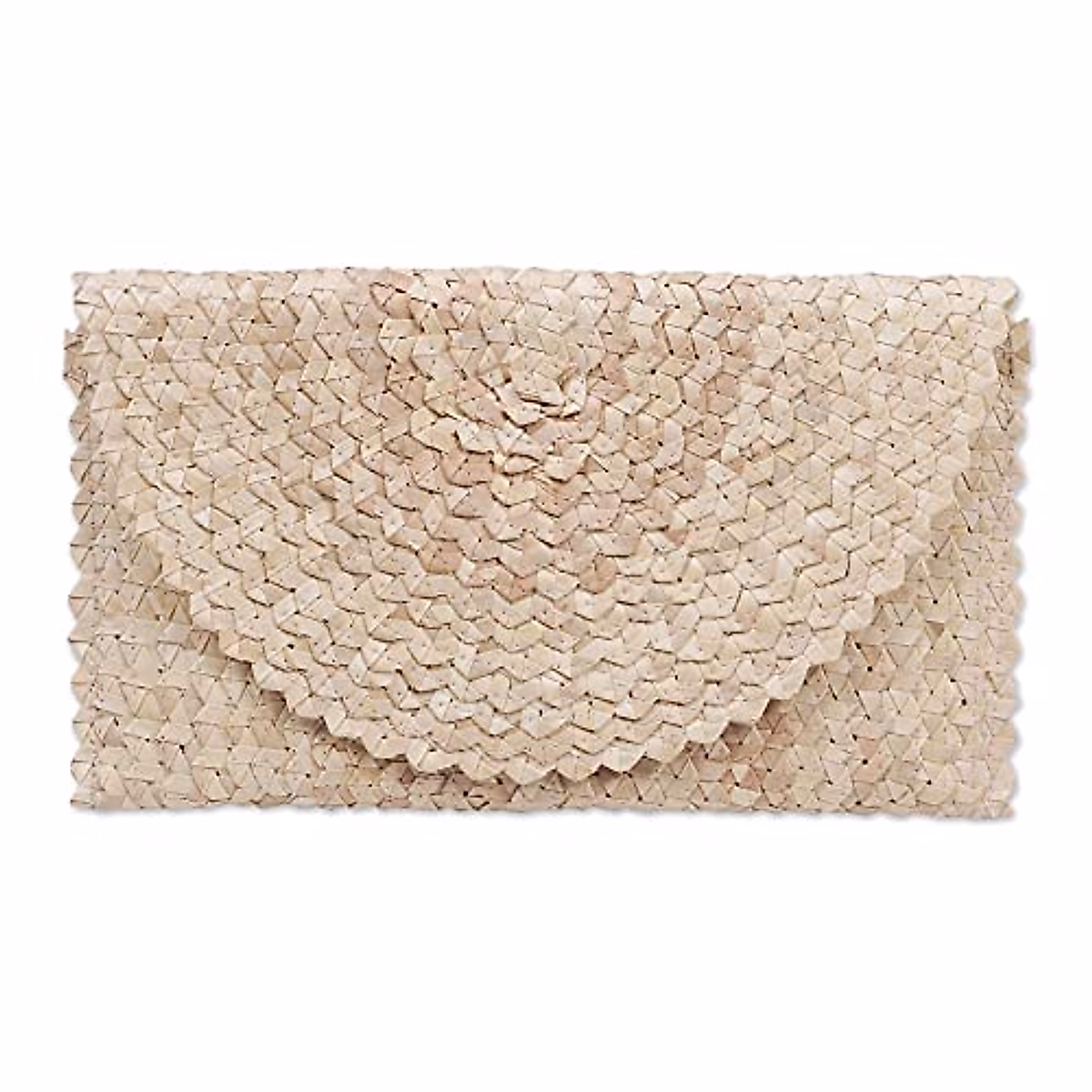 Handmade Trance in Ivory - Ivory Palm Leaf Clutch Handbag, Polyester Lining with Magnetic Closure, Zippered Interior Pocket, Clutch Bag For Women Woven Purse Summer Beach, Christmas Gifts for Women