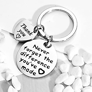 YALLNASL Coworker Leaving Retirement Keychain Gifts for Women Men Never Forget the Difference You've Made Keyring for Colleague Co-worker Going Away Appreciation Gift