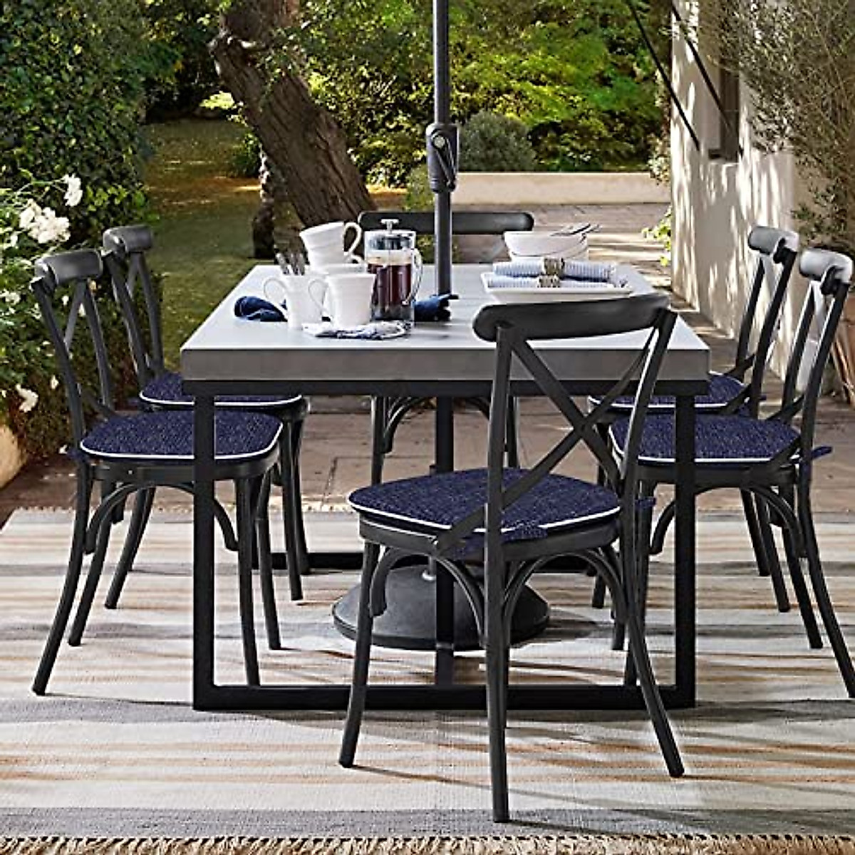 Melody Elephant Outdoor Chair Cushions Set of 2, Water Resistant Patio Chair Pads with Ties, Seat Cushions for Home Garden Furniture Decoration, 16"x17", Rave Indigo