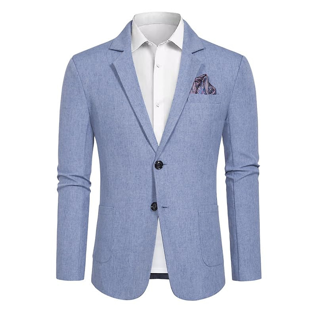 Men's Blazer Sport Coats Casual 2 Button Notched Lapel Lightweight Suit Jackets for Daily Wedding Prom Carolina Blue