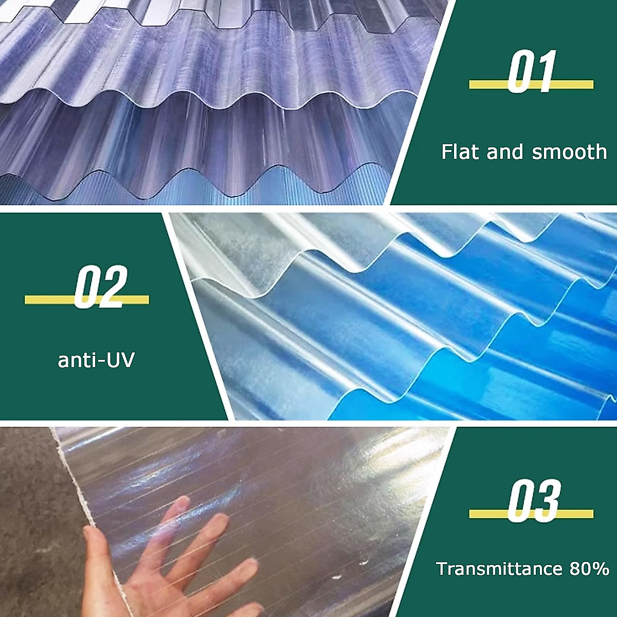KDDEON 2.2mm Thick FRP Daylighting Panels,Clear Roof Sheet,Transparent Roofing Sheet,Corrugated Roofing Material,Rainproof Board,Sunroom Daylighting Plate,for Canopy Balcony Carport (35x47in,1 PCS)