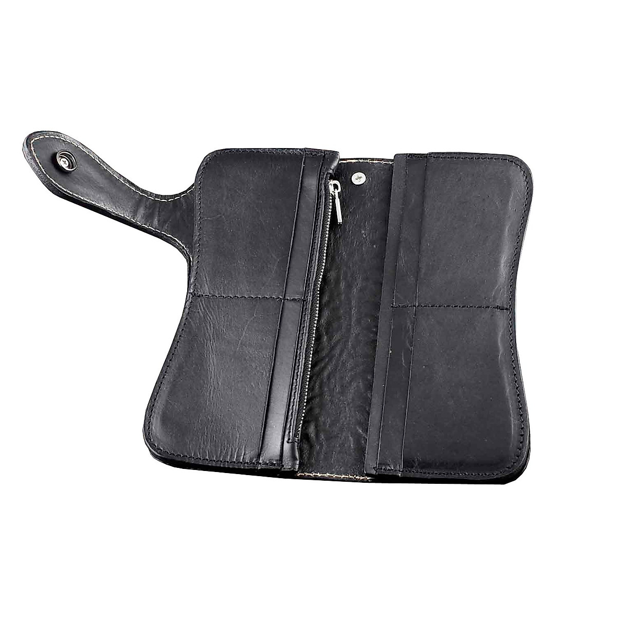 crazy hunter Skull Chain Wallet Long Leather Craft Bag With Metal Chain For Mens L69