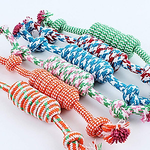 shlutesoy Pet Chew Toys,Dog Toy Cotton Braided Bone Rope Chew Knotted Tied Random Color