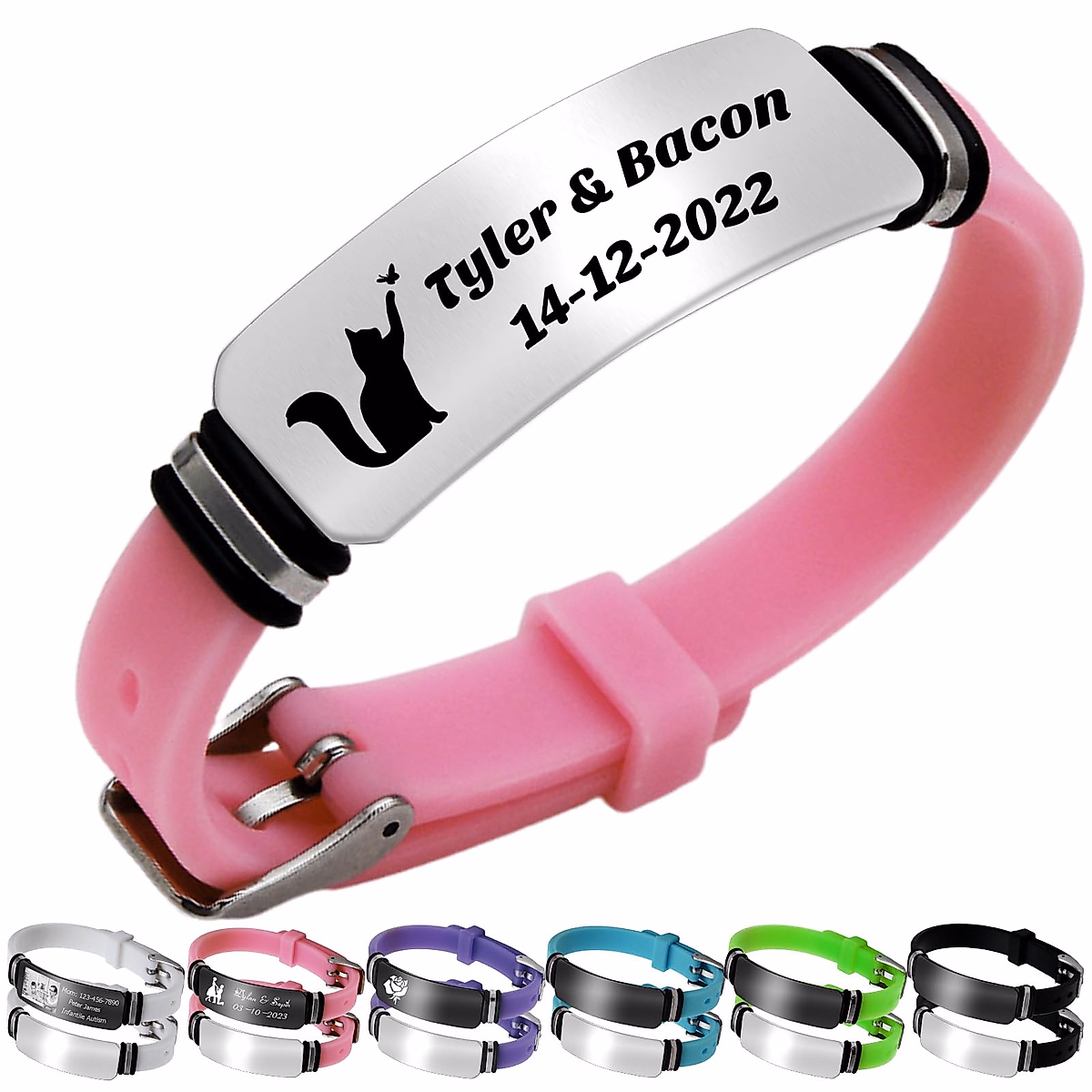 Custom Bracelets for Men Women Personalized Photo Bracelet Stainless Steel Silicone Wristband Adjustable Customized with Text Logo Mothers Fathers Day Birthday Gifts