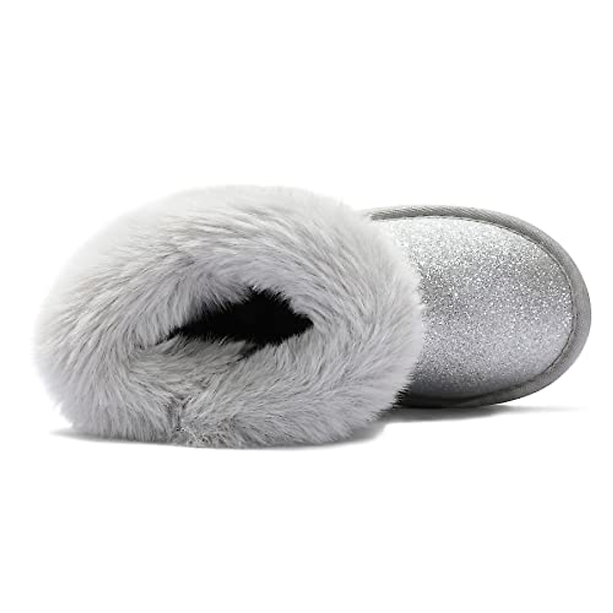 K KomForme Girls Snow Boots Warm Fur Lined Glitter Strap Winter Shoes Lightweight with Hook-and-loop(Toddler/Little Kids/Big Kids)