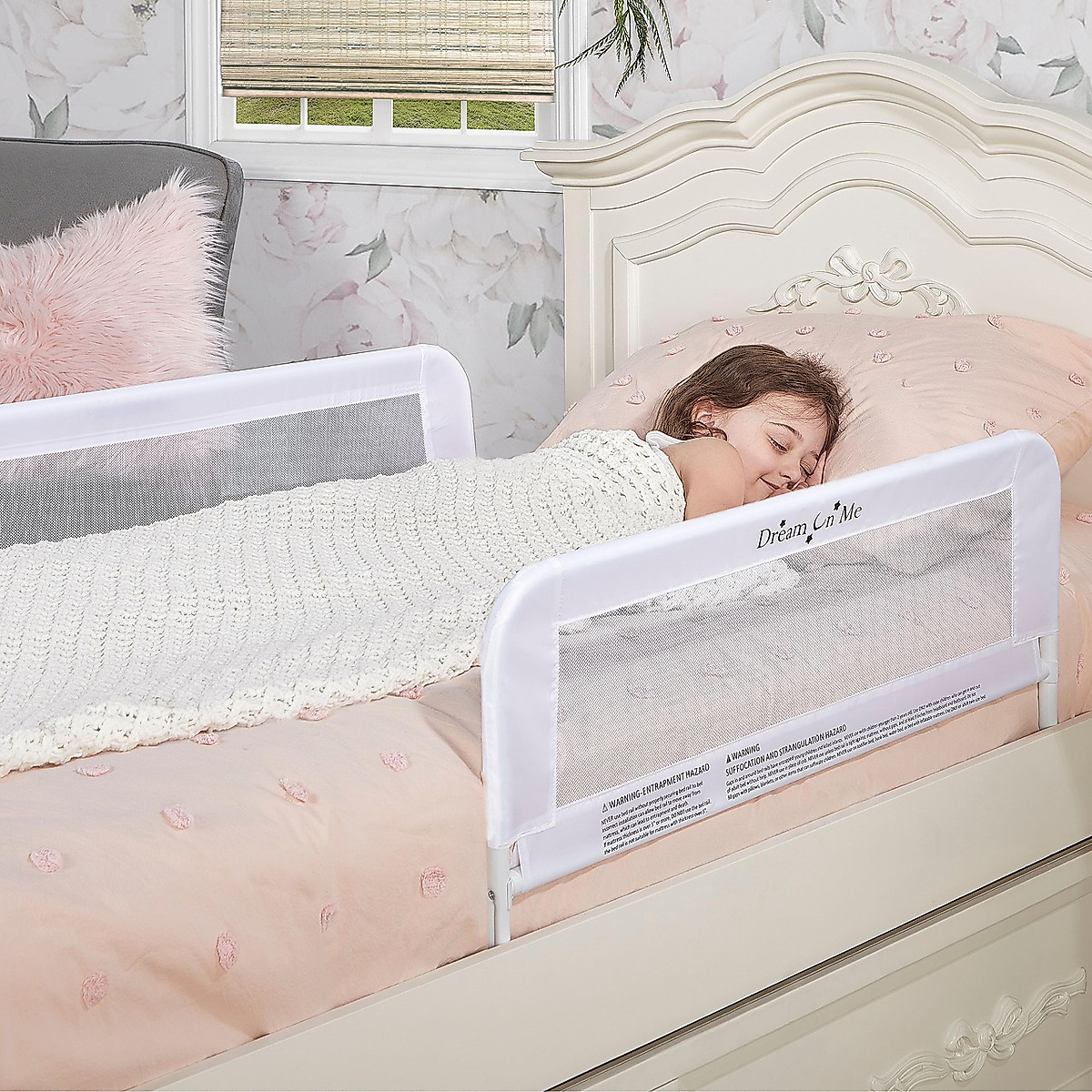Dream On Me Lightweight Mesh Security Adjustable Bed Rail Double Pack with Breathable Mesh Fabric in White, 2 Count (Pack of 1)