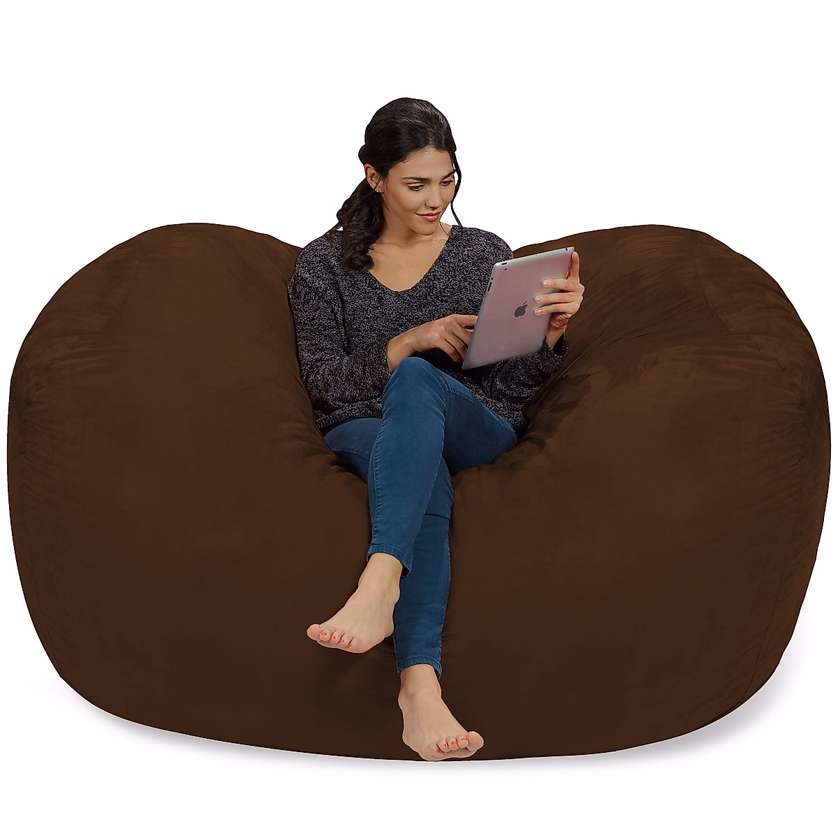 Chill Sack Bean Bag Chair: Huge 6' Memory Foam Furniture Bag and Large Lounger - Big Sofa with Soft Micro Fiber Cover - Chocolate