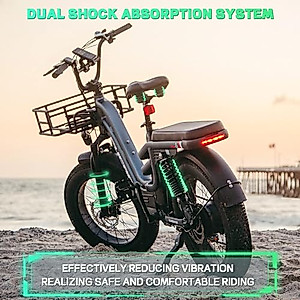 Fucare Libra Electric Bike 750W 32Mph 48V 20Ah Lithium LG Battery 5.0" Color Display 7 Speed 20"X4.0"All-Terrain Fat Tire Full Suspension Ebikes for Adults