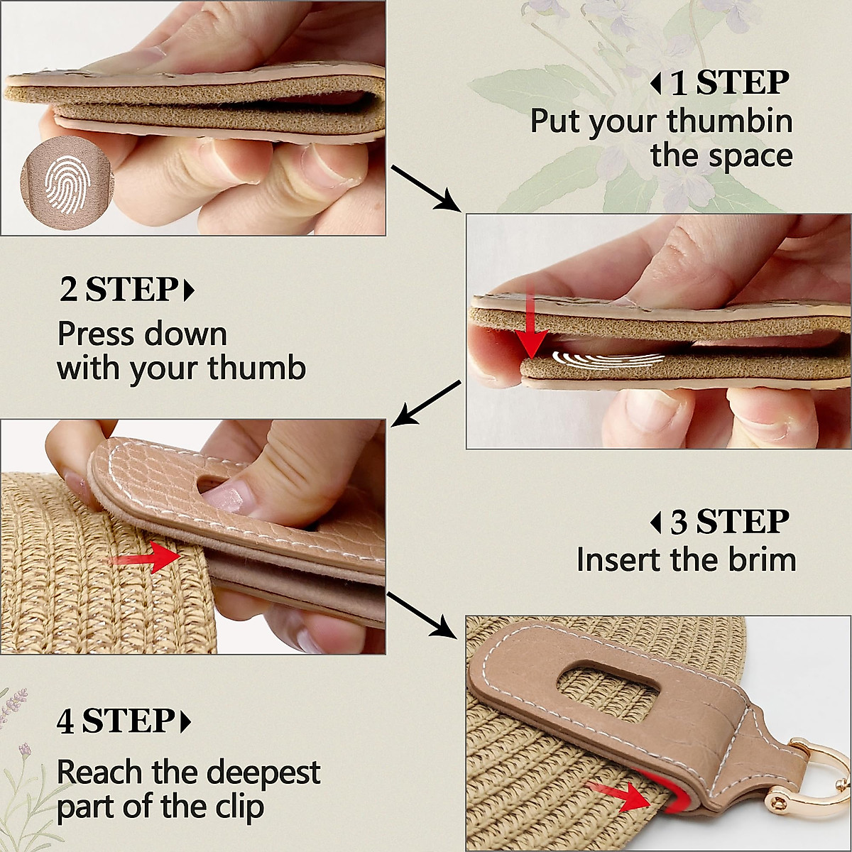 JYG Leather Hat Clip for Travel on Bag Multifunctional Elastic Hat Holder Khaki Outdoor Hands Free Bag Accessory