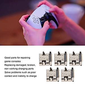 5PCs Replacement Charging Port Assembly for PS5 Controller, Repair Part USB C Adaptor Charger Socket