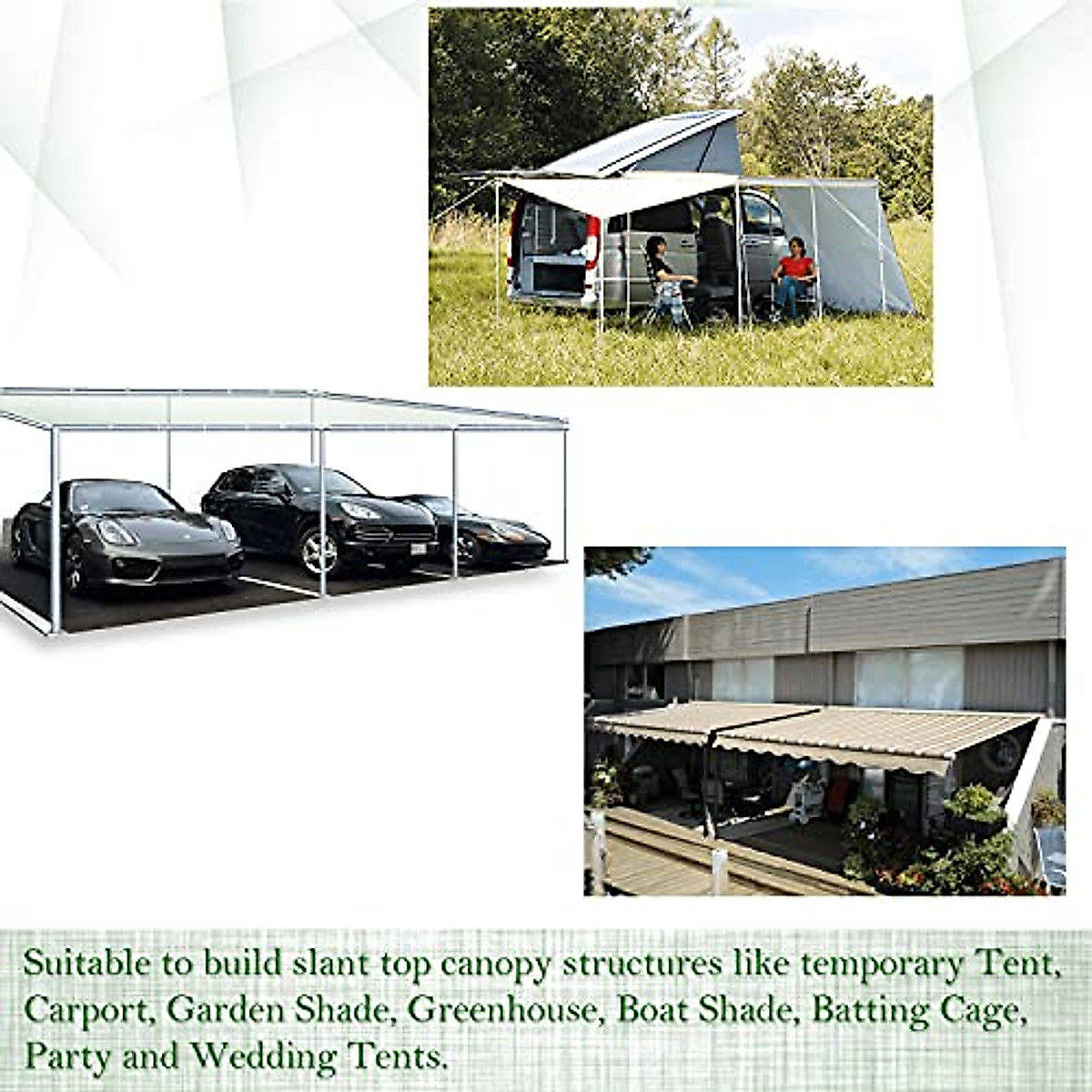 Simond Store Canopy Fittings KIT for 10’X 30’ Frame Slant Roof, Low Peak Connectors for Boat Shelter Carport Frame Outdoor Canopies Garden Shade Party Tents Garage Batting Cage