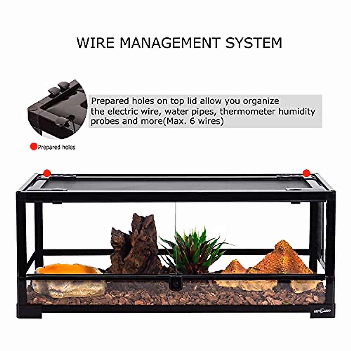 REPTI ZOO Glass Reptile Terrarium 20 Gallon, Front Opening Reptile Tank 30" x 12"x 12" for Reptile Pets Gecko Lizard Snake, Top Screen Ventilation Escape Proof Lid