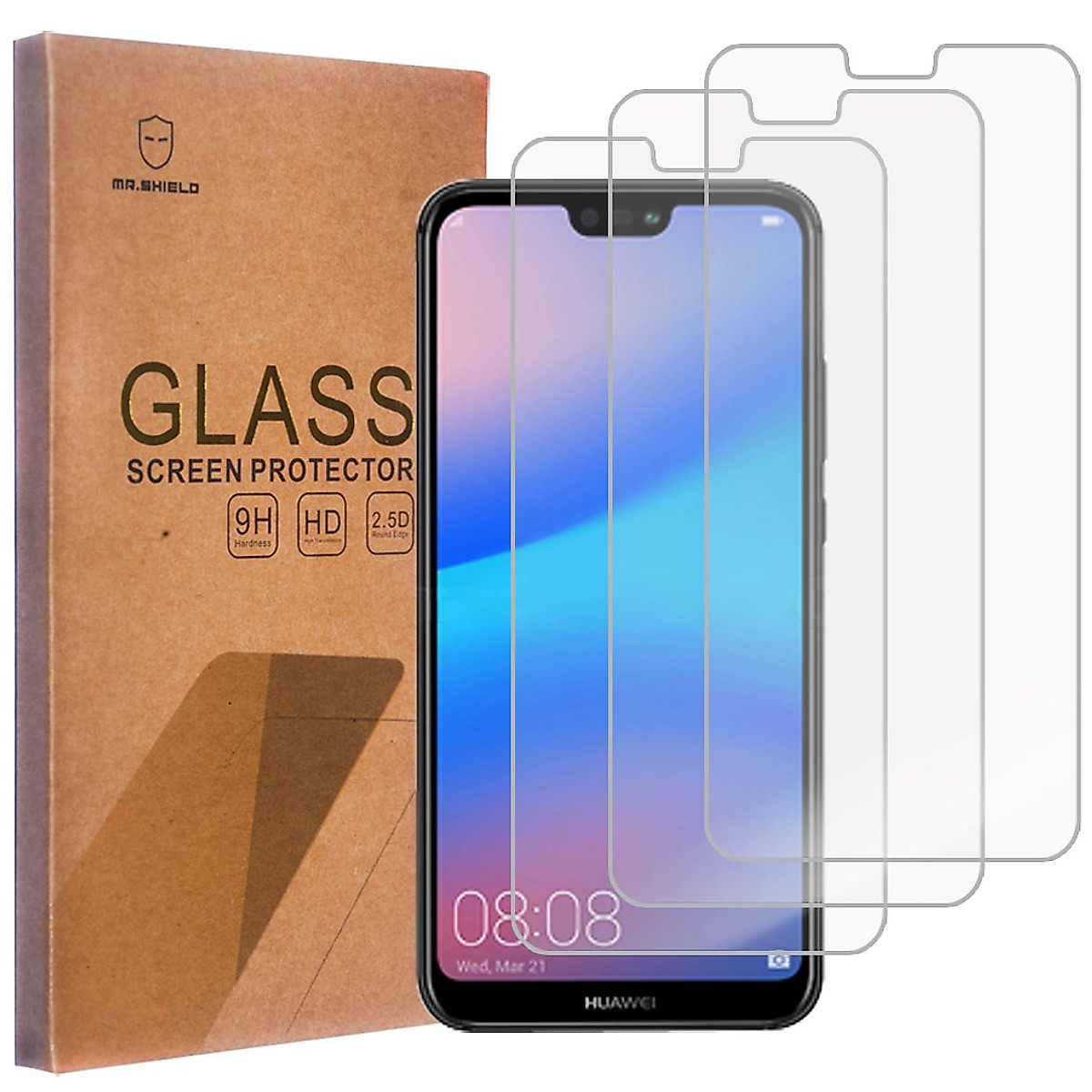 Mr.Shield [3-PACK] Designed For Huawei P20 Lite [Tempered Glass] Screen Protector [Japan Glass With 9H Hardness] with Lifetime Replacement