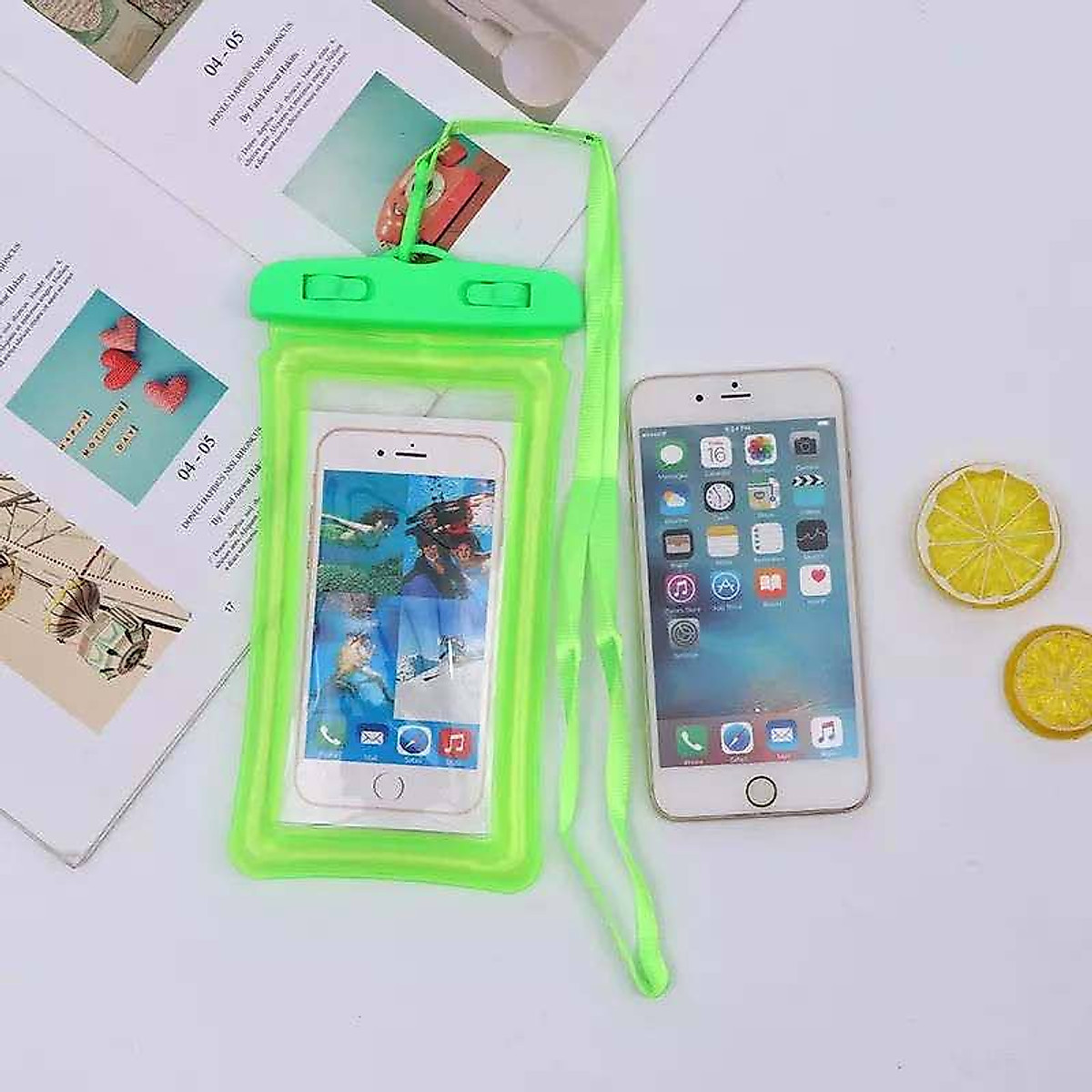 Universal Floating Waterproof Phone Pouch Holder, Dry Bag with Strap, Compatible with iPhone 13/12/11 Pro Max/Pro/8 Plus, Galaxy S22/S21/S20/S10/Note 20/10/9 up to 6.7" (Green)