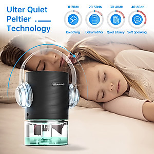 KIoudic Dehumidifier 2300 Cubic Feet (218 sq ft) Mini Dehumidifier for Damp Portable and Ultra Quiet Small Dehumidifier With Visual Water Tank for Basements, Home, Bedroom, Wardrobe Use