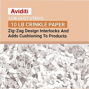 Aviditi Shipping & Packing Tissue Paper White, 10 lb Case | Crinkle Cut Paper Shred for Packing, Moving and Storage