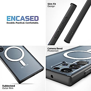 Encased Clear Case Designed for Samsung Galaxy S23 Ultra Magnetic Case with Removeable Phone Holder Grip/Kickstand - Compatible with MagSafe Charging & Accessories