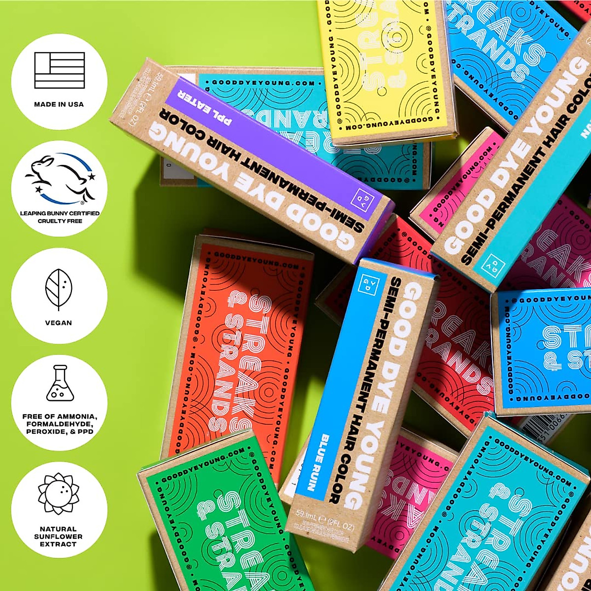 Good Dye Young Streaks and Strands Semi Permanent Hair Dye (Ex-Girl Pink) – UV Protective Temporary Hair Color Lasts 15-24+ Washes – Conditioning Pink Hair Dye – PPD free Hair Dye-Cruelty-Free & Vegan