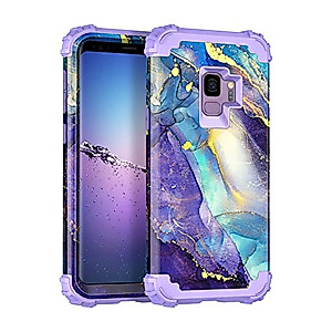 Rancase for Galaxy S9 Case,Three Layer Heavy Duty Shockproof Protection Hard Plastic Bumper +Soft Silicone Rubber Protective Case for Samsung Galaxy S9,Purple