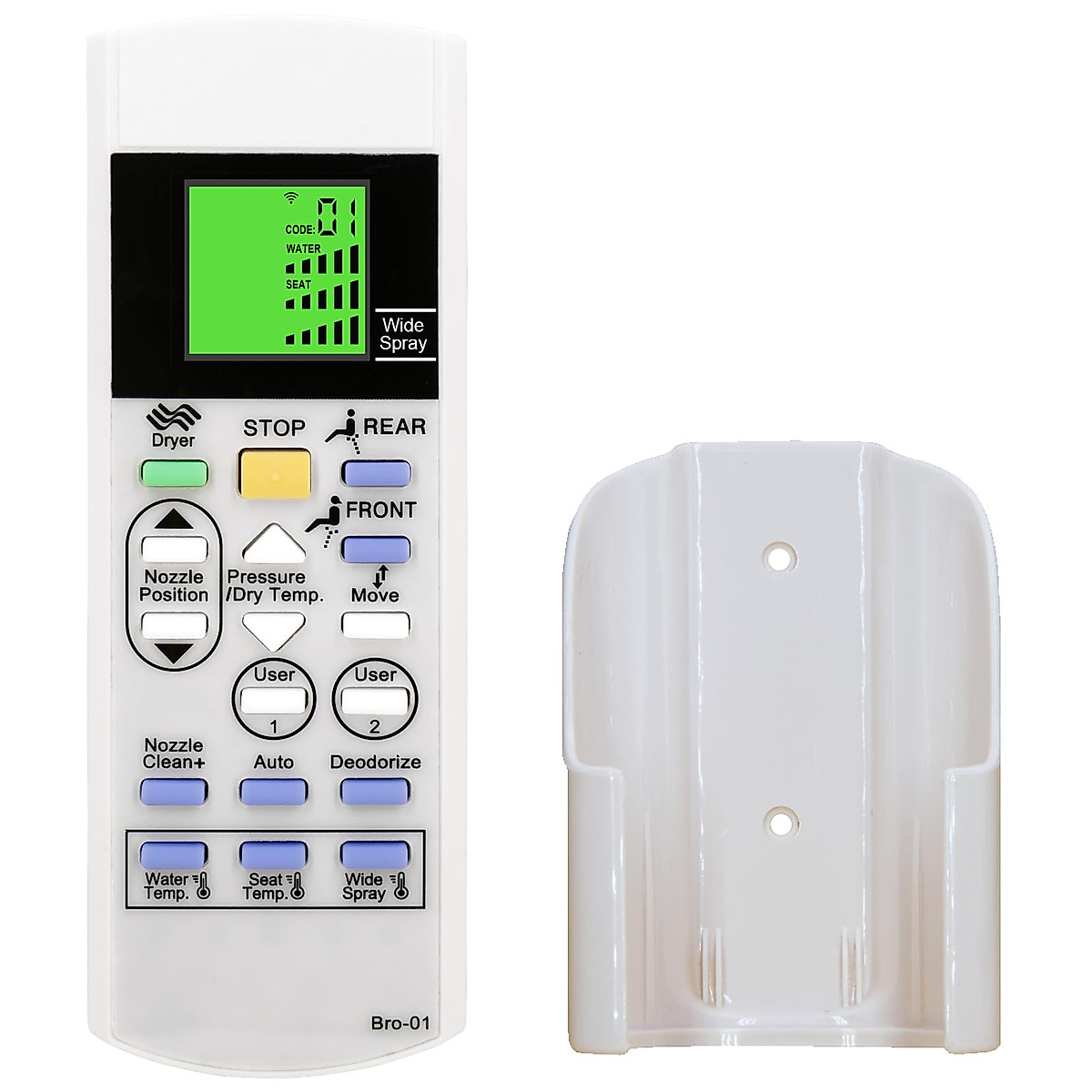 XIVUE Replacement Remote Control for Brondell Bidet Toilet Seat Swash S900 (Also Work with S1400 S1200 S1000 S300 CL825) with Mounting Bracket, White, B620240102B03(Bro-01_zhijia)