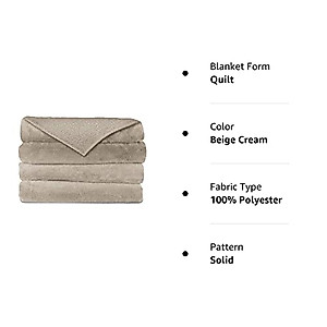 Sunbeam Velvet Plush Heated Throw Beige Cream