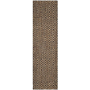 SAFAVIEH Natural Fiber Collection 2'3" x 8' Black NF181C Handmade Premium Jute Runner Rug