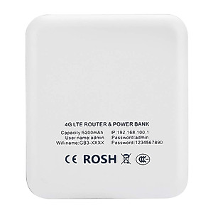 4G LTE Mobile Hotspot 5200mAh Portable Charger Power Bank, Mini Mobile Router with Travel Power Bank Support WiFi Hotspots Auto Establishment, Mobile Power Bank&Pocket WiFi, Only Supported in Europe