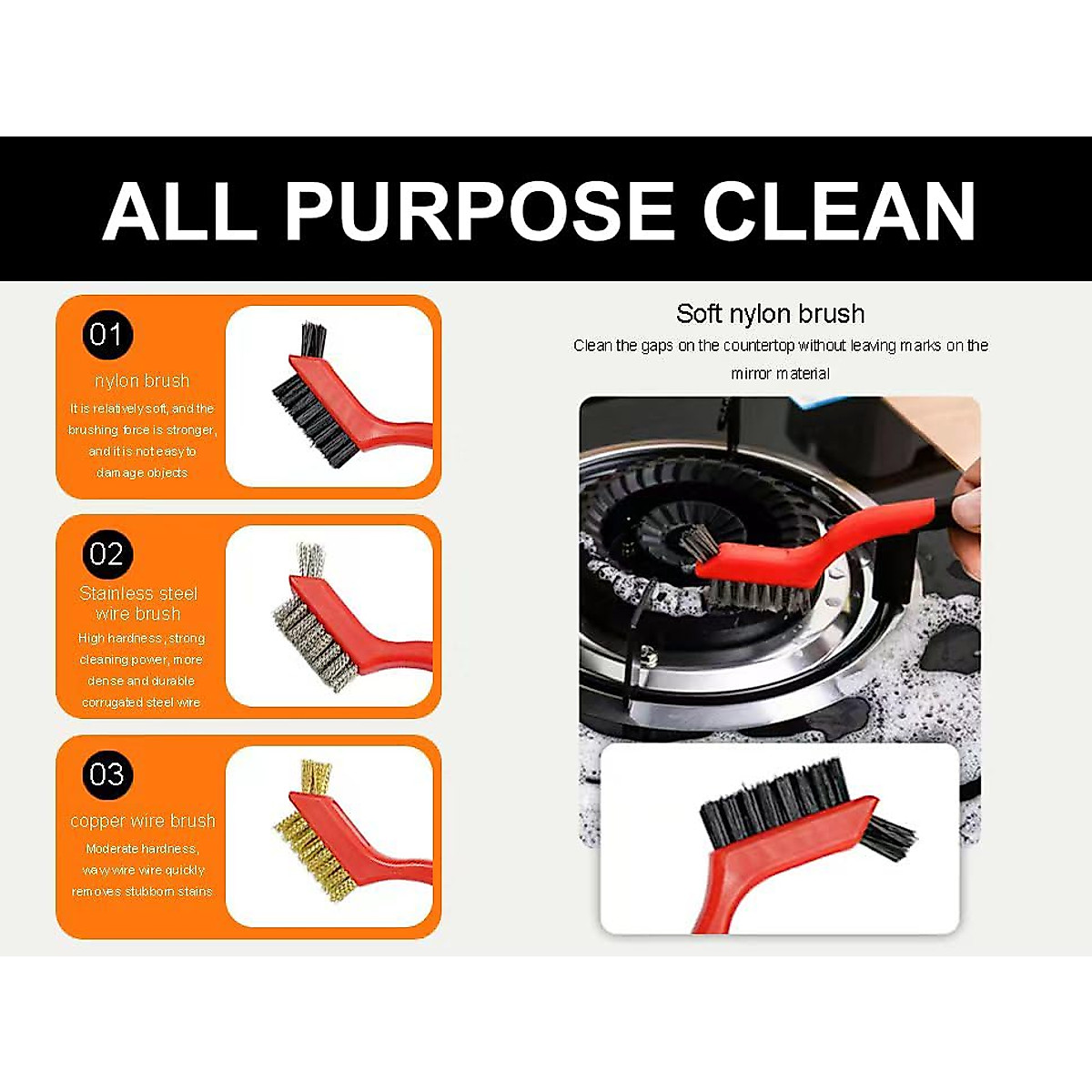 Rust Remover Brass Brush, 3 Pack Small Wire Brush Brass Wire Brush, Brass Brushes for Cleaning, Brass Brush Tool Rust Remover for Metal (Brass Steel Nylon Red)