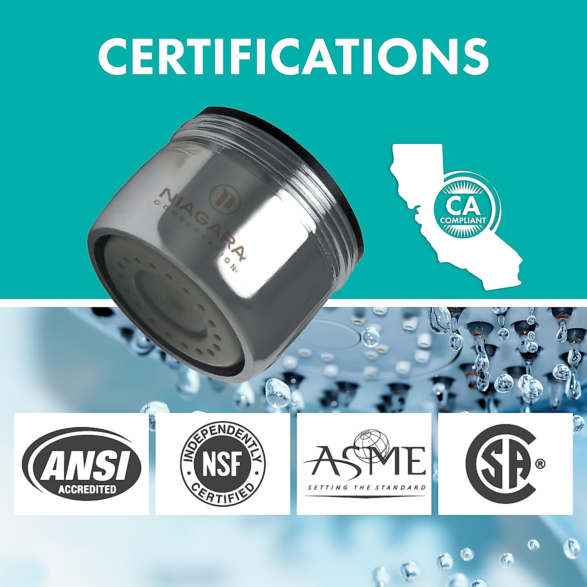 Niagara Conservation N3205NBN-PC-TU 1-Spray 0.5 GPM .94-in. Pressure-Compensating Needle-Spray Faucet Aerator Brushed Nickel, 6-Pack | Bathroom Sink and Kitchen Sink Aerator for Home Improvement