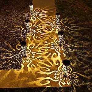 Go2garden 6Pcs Solar Lights Outdoor Decorative Conical Garden Stakes for Patio, Yard, Lawn, Pathway Decor Landscape Lighting (Black)