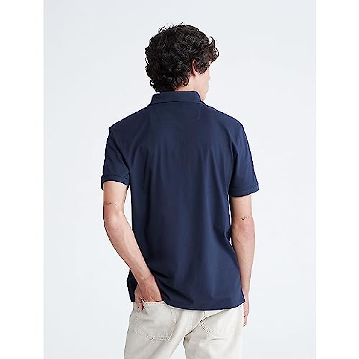 Calvin Klein Men's Smooth Cotton Monogram Logo Polo Shirt, Dark Sapphire, X-Large