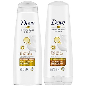 Dove Shampoo and Conditioner Set - DermaCare Scalp Dryness & Itch Relief, Pyrithione Zinc Shampoo and Conditioner, Anti-Dandruff, Anti-Frizz, Smoothing Hair Care, 12 Oz (2 Piece Set)