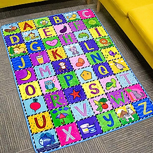 teytoy Baby Cotton, Crawling Mat Super Soft Carpet Plush Surface Non-Slip Design,Floor Playmat for Kids Area Rugs Learning Alphabet, Great Gift for Girls & Boys (59 x 44 Inch)