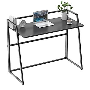 DESIGNA Folding Desk, Small Desks for Small Spaces, 41 inch Small Fold Desk for Student Portable Folding Desk, Folding Office Desk with Protective Railing