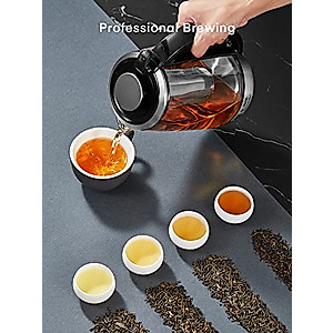 Electric Tea Kettle with 9 Presets, FOHERE Glass Kettle with Removable Infuser, 140℉ to 212℉ Precise Temperature Control, 1200W, 1.7L, Borosilicate Glass | Stainless Steel