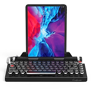 QWERKYTOYS Qwerkywriter Typewriter Inspired Retro Mechanical Wired & Wireless Keyboard with Tablet Stand