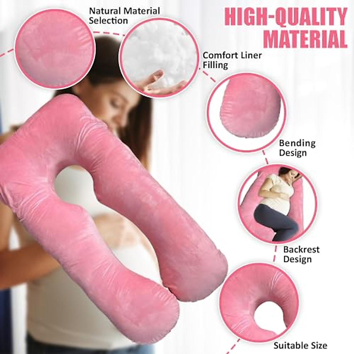 IRIE FOR ME Ultimate Comfort U Shaped Body Pillow - Pregnancy Pillows, Maternity Pillow & Pregnancy Must-Haves for Belly Support Adults & Pregnant Women (Pink)
