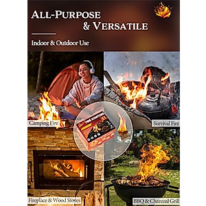 Nvkrvks Fire Starter, Easy-Burning Fire Starter Squares for Wood Stoves, Campfires, Grill Pit and Fireplace, Natural & Waterproof BBQ Fire Starters, 64 Mini Square