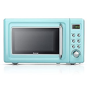 ARLIME Small Microwave, 0.7Cu.ft 700 Watt Countertop Microwave with 5 Micro Power Defrost & Auto Cooking Function, Stainless Steel Interior, LED Display, Retro Microwave for Kitchen, RV, Dorm (Green)